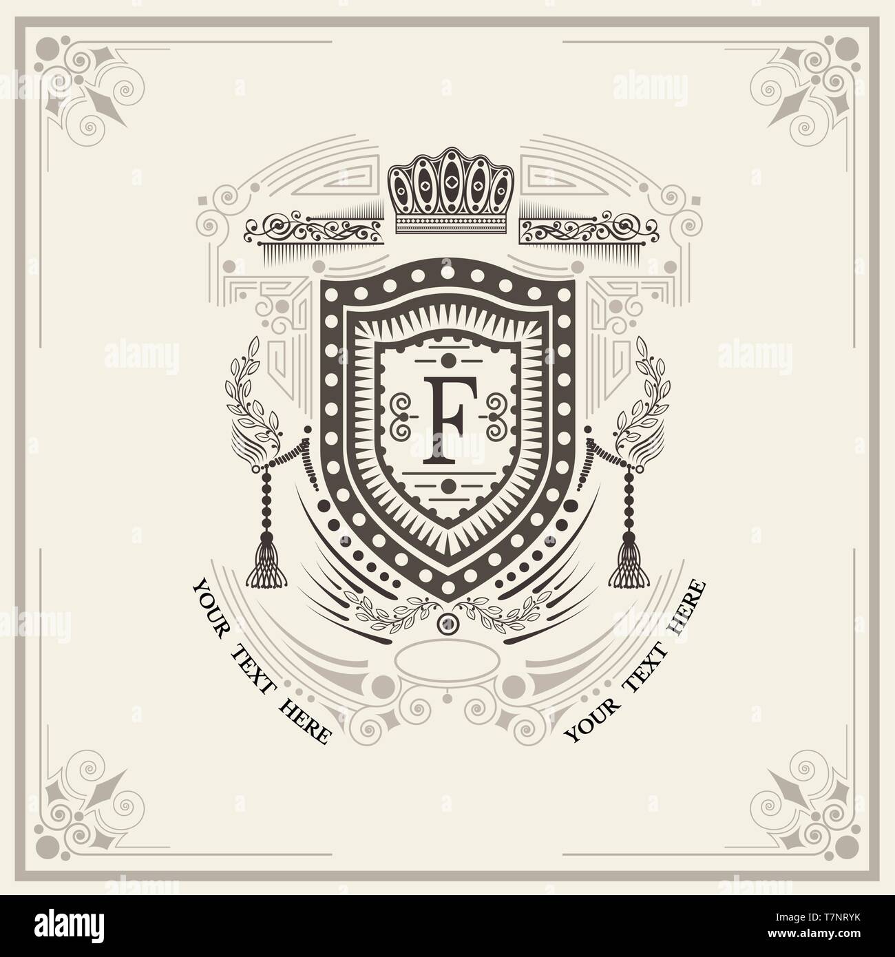 label or heraldic elements with pattern in vintage style Stock Vector ...