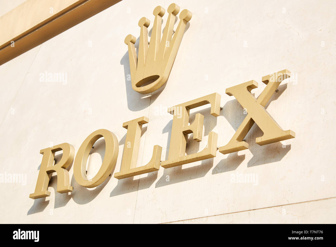 MONTE CARLO, MONACO - AUGUST 19, 2016: Rolex luxury watch store golden ...