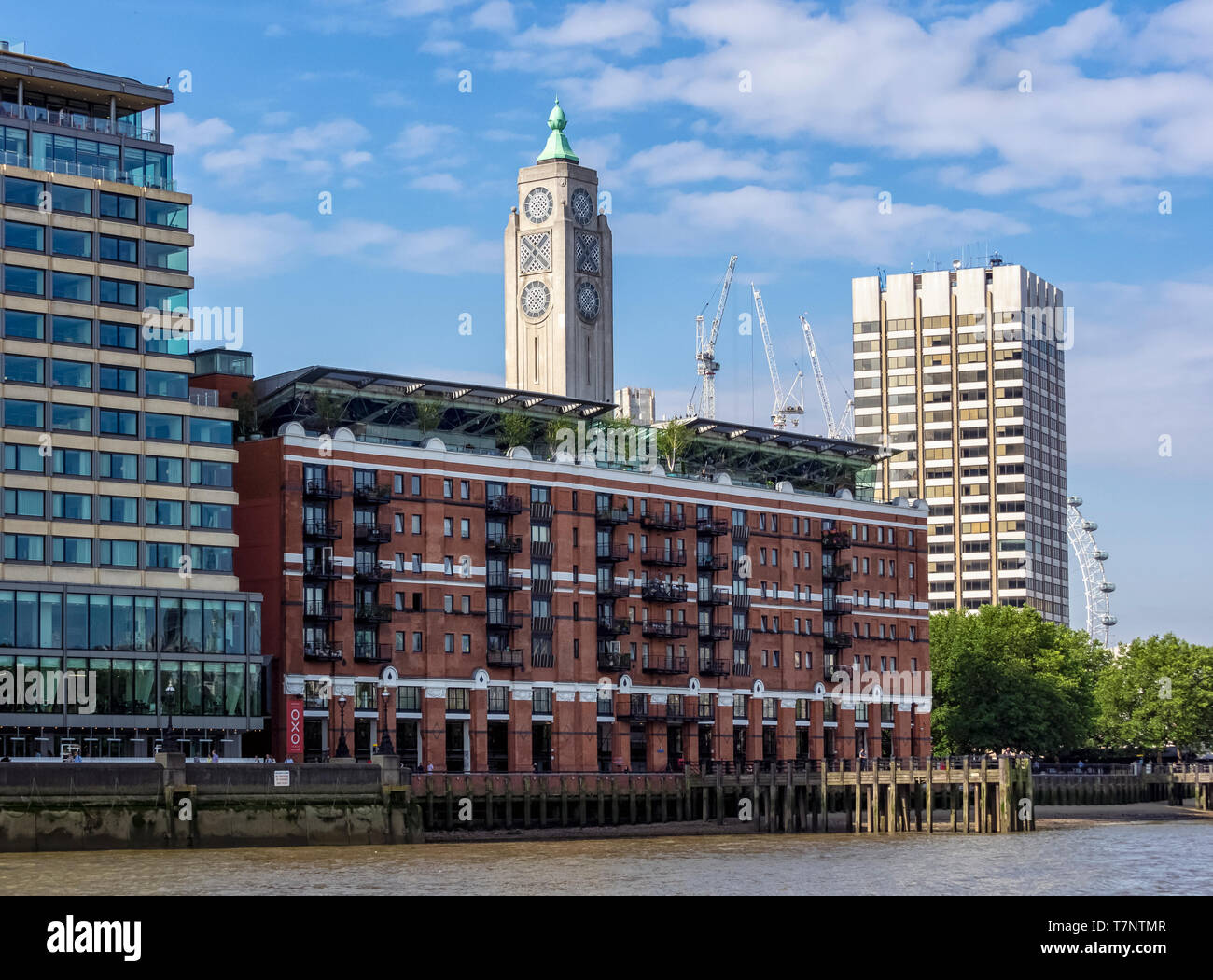 LONDON, UK - JULY 04, 2018: The Oxo Tower and Oxo Tower Wharf building ...