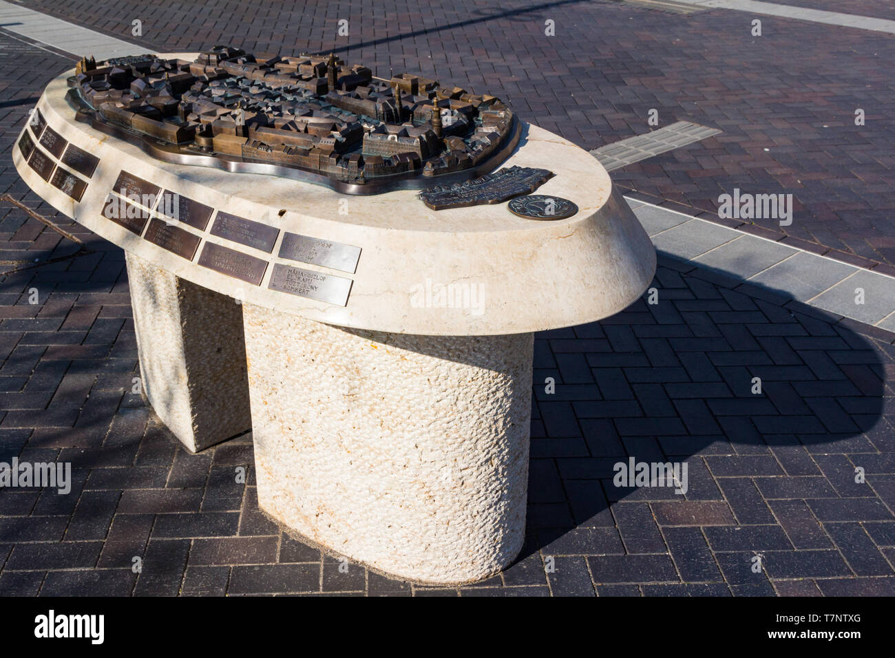 Bronze 3D map of Sopron inner city exhibited for tourists in the main ...