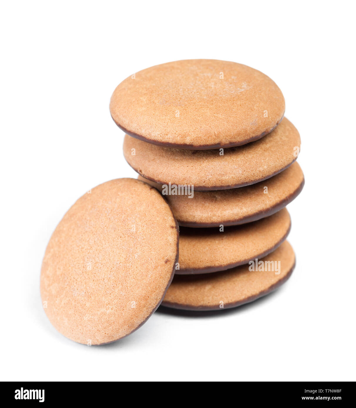 Group of round biscuit cookies isolated on white background Stock Photo ...
