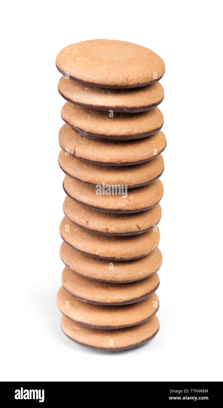 Group of round biscuit cookies isolated on white background Stock Photo ...