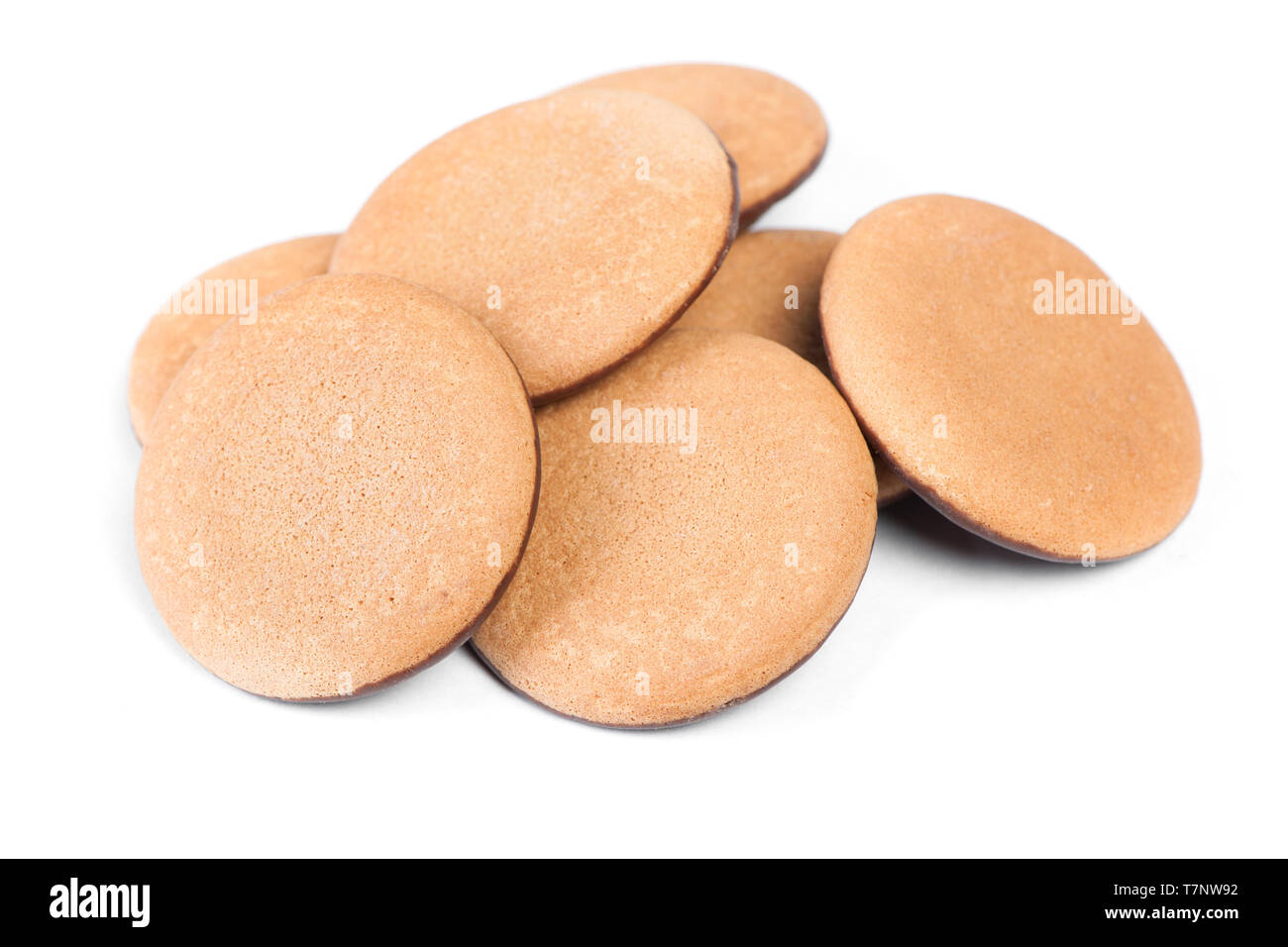 Group of round biscuit cookies isolated on white background Stock Photo ...