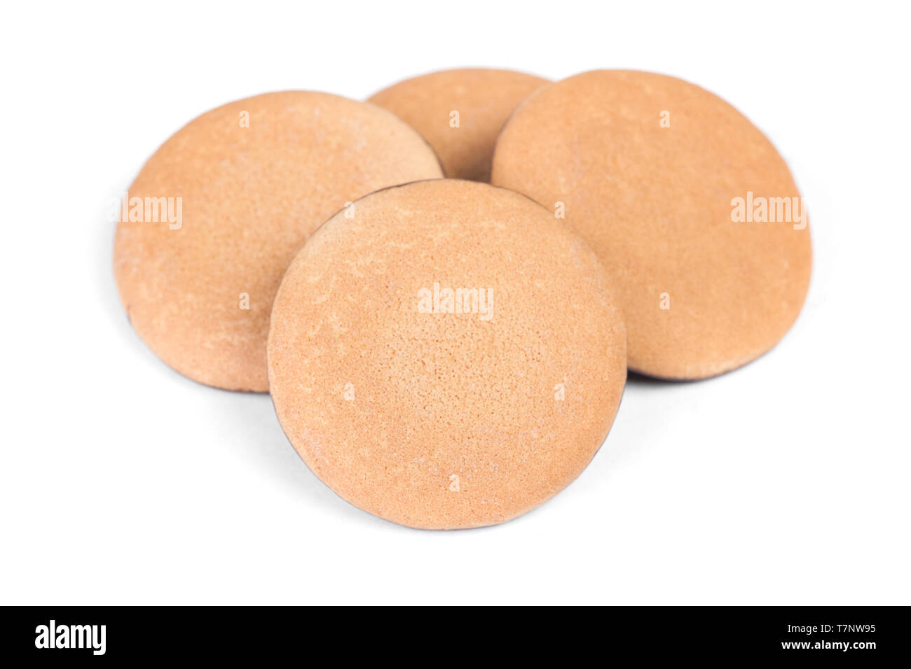 Group of round biscuit cookies isolated on white background Stock Photo ...