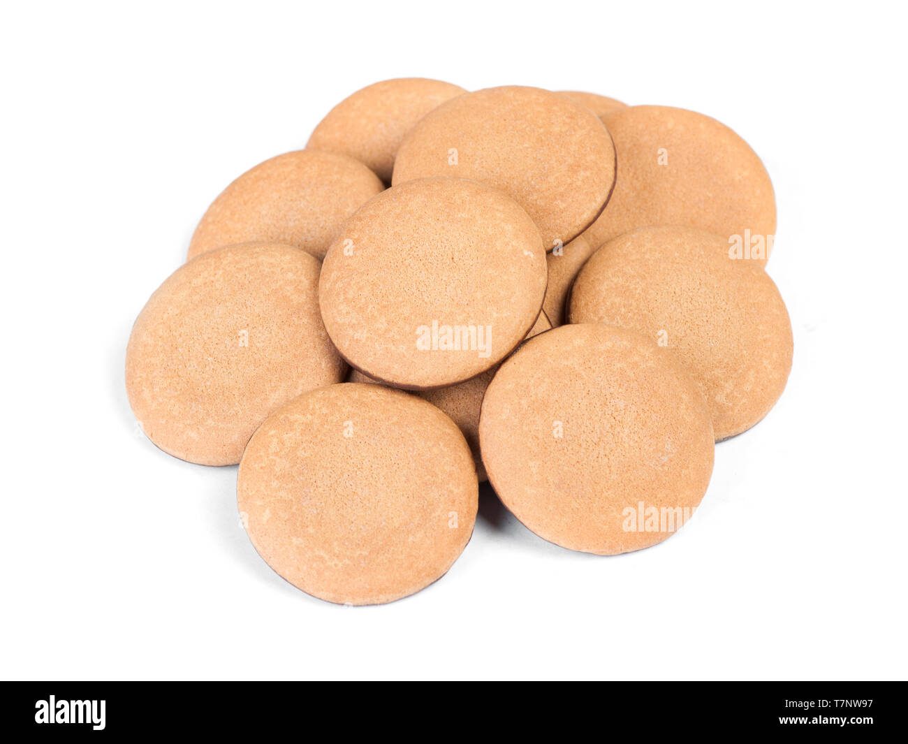 Group of round biscuit cookies isolated on white background Stock Photo ...
