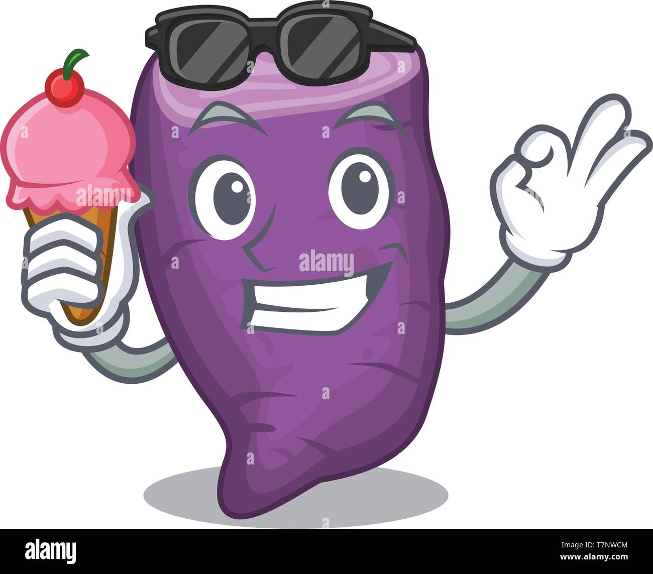 With ice cream purple sweet purple in cartoon shape Stock Vector Image ...