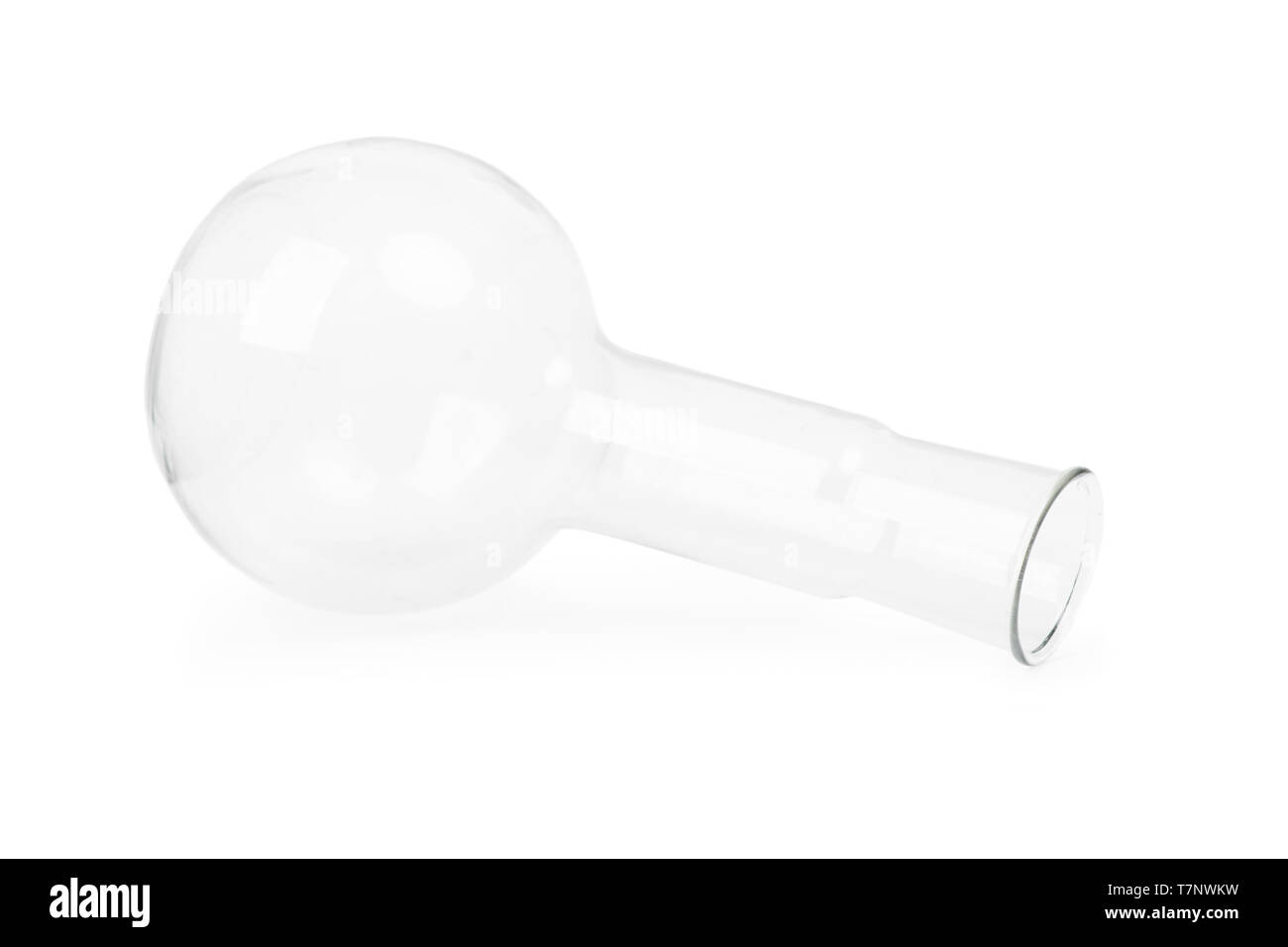 Empty chemical glass laboratory flask isolated on white background ...