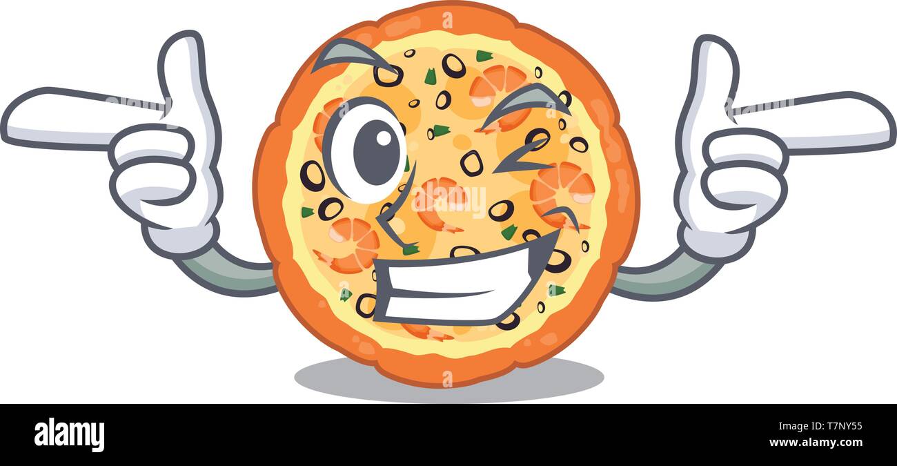 Wink seafood pizza isolated with in cartoon Stock Vector Image & Art ...