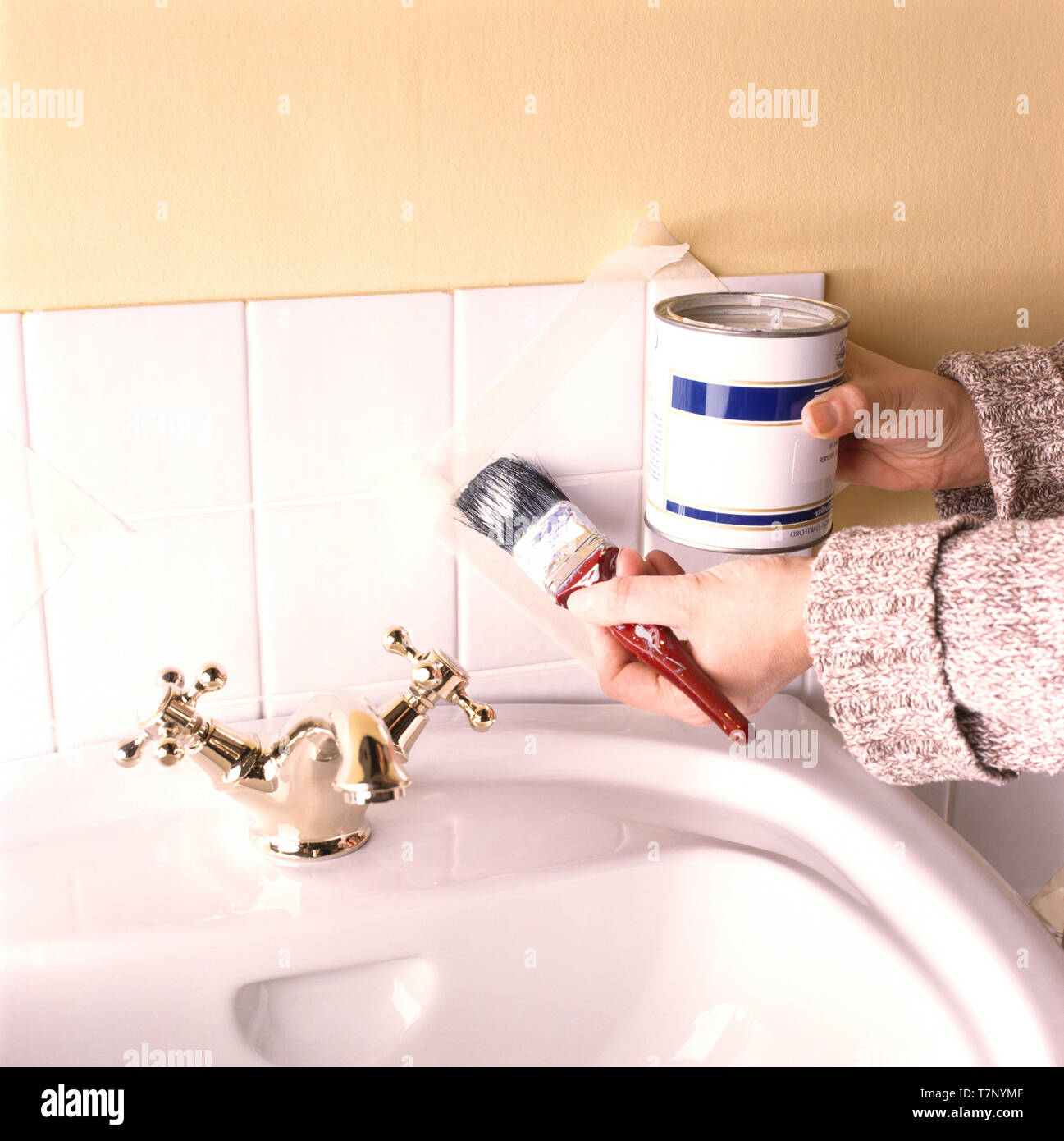 A hand painting diamond pattern on white tiling Stock Photo - Alamy