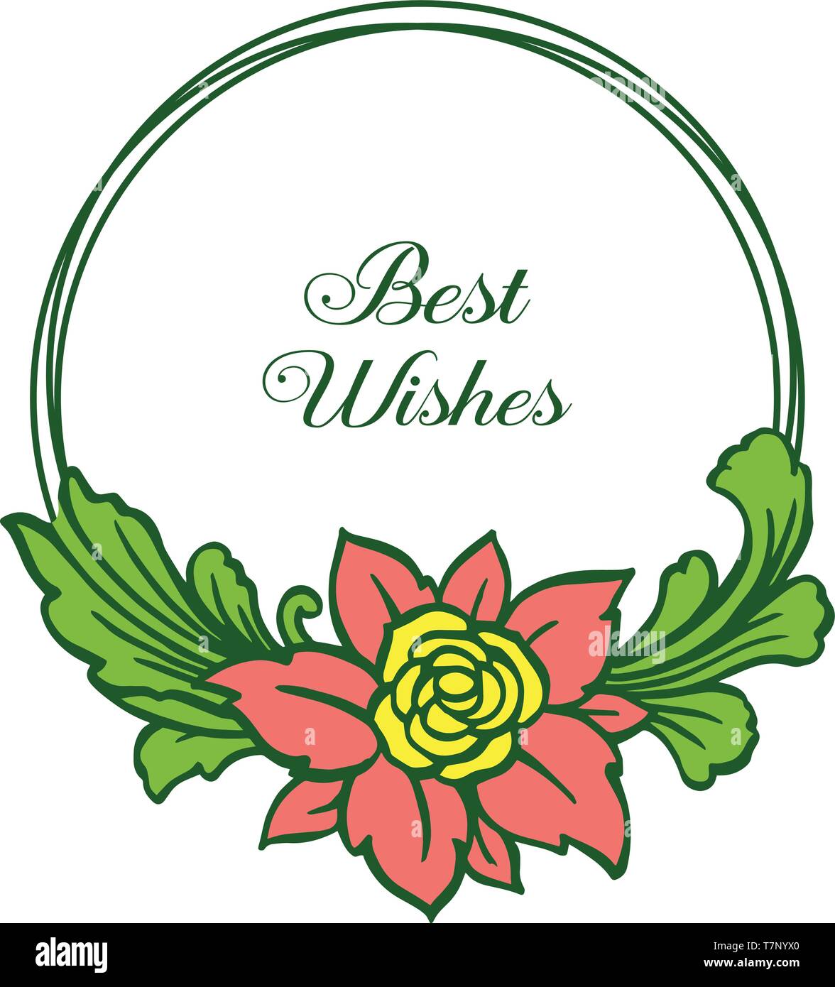 Vector illustration crowd of wreath frame for letter best wishes hand ...