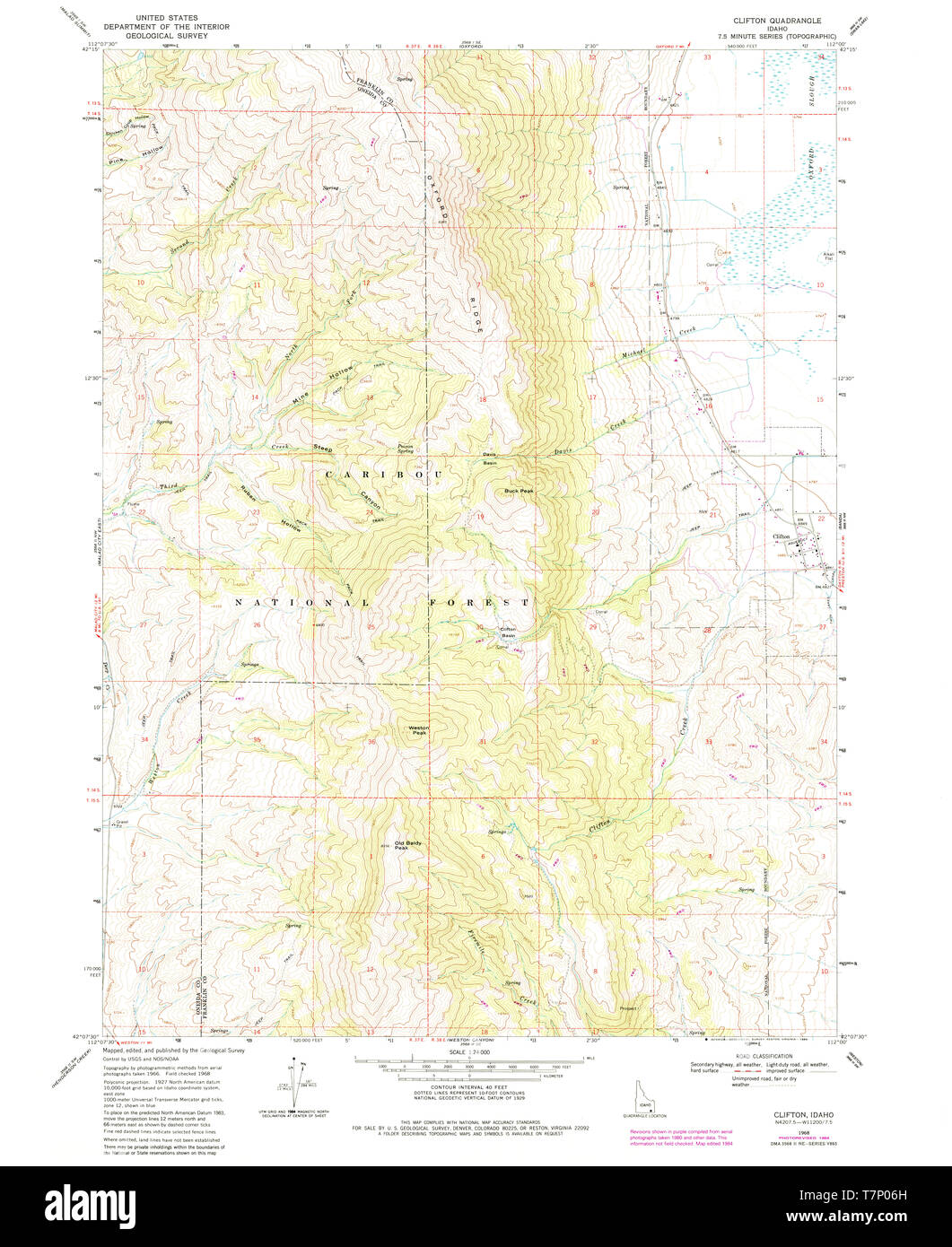 USGS TOPO Map Idaho ID Clifton 235714 1968 24000 Restoration Stock ...