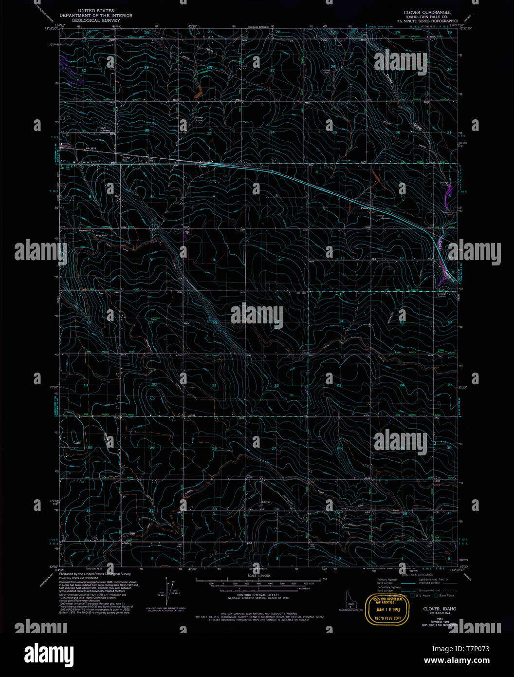 USGS TOPO Map Idaho ID Clover 235719 1951 24000 Inverted Restoration ...