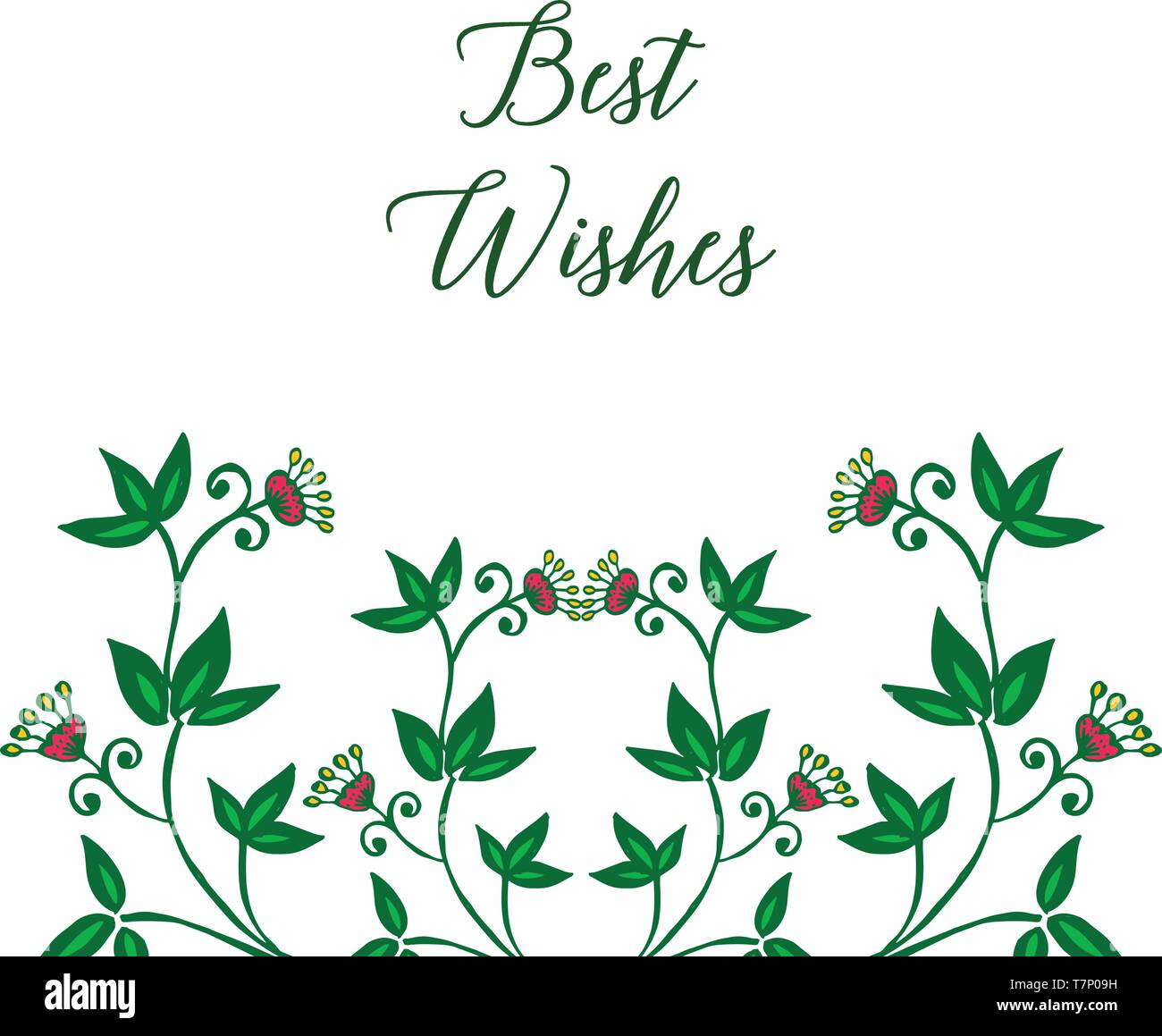 Vector illustration decorative best wishes with various pattern green ...