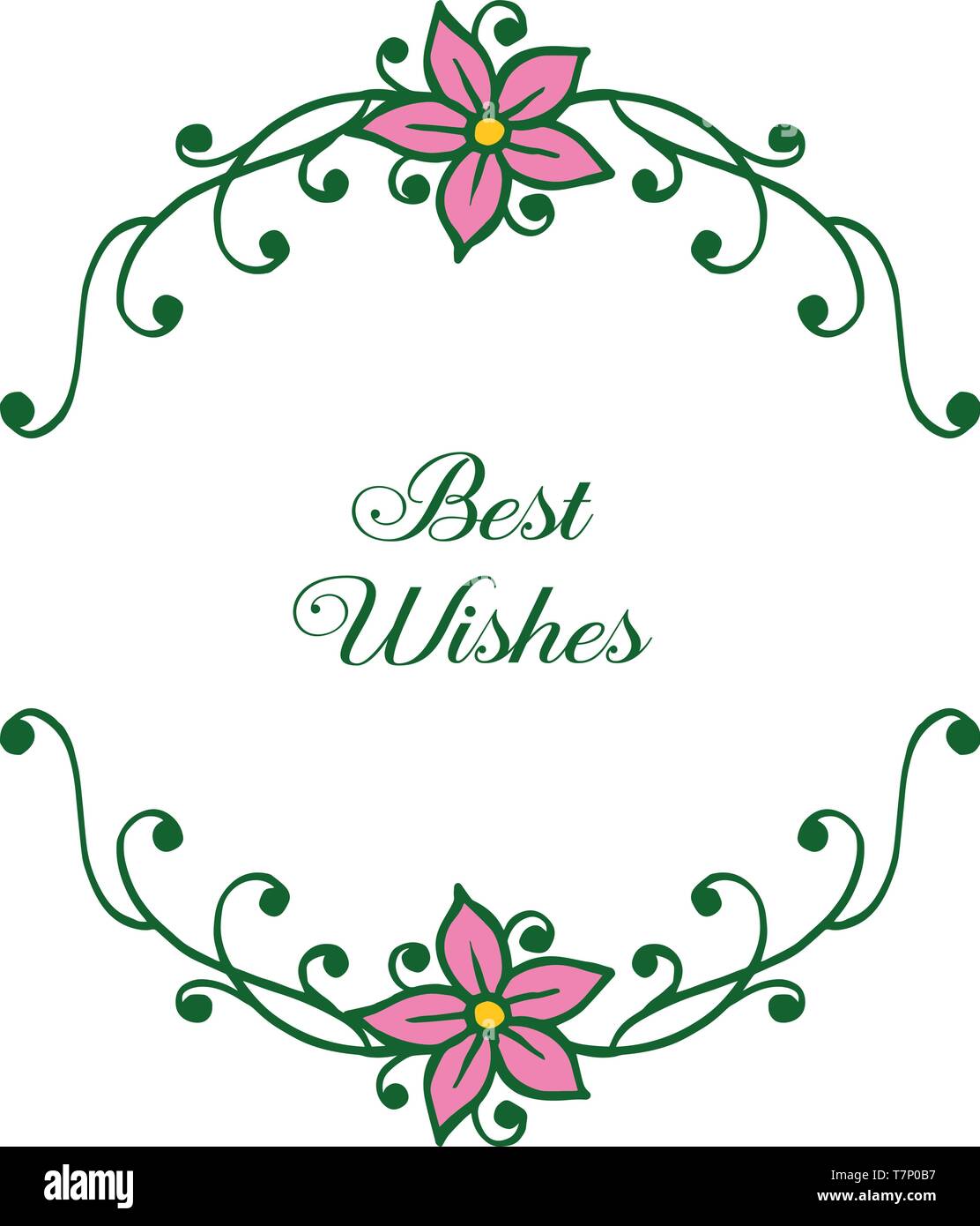 Vector illustration design best wishes with flower frame isolated on ...