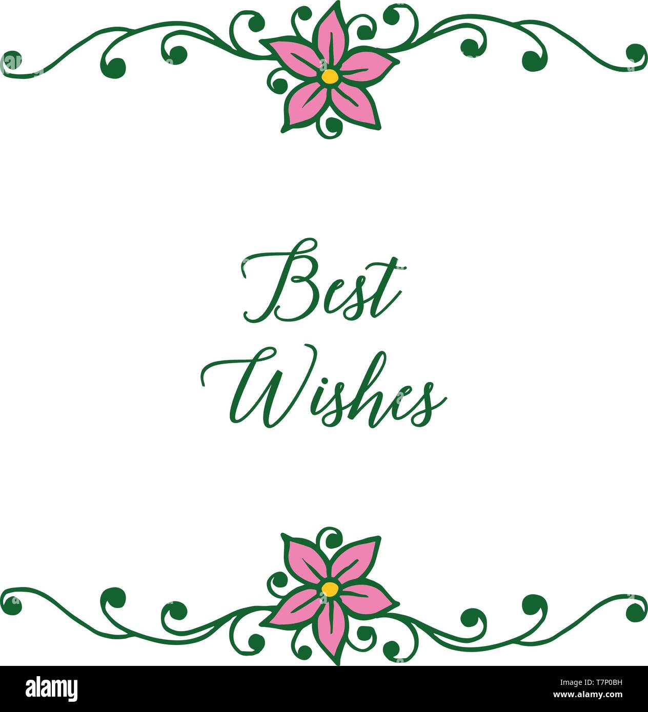 Vector illustration best wishes text with pattern pink flower frame ...
