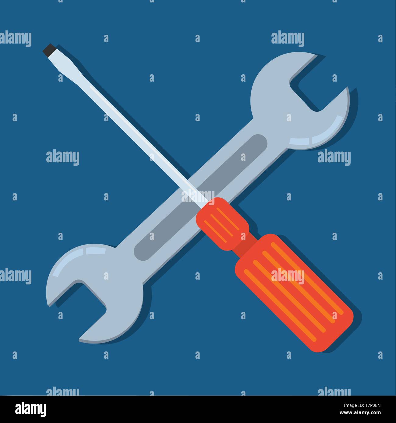 screwdriver and Open end wrench vector symbol illustration Stock Vector ...