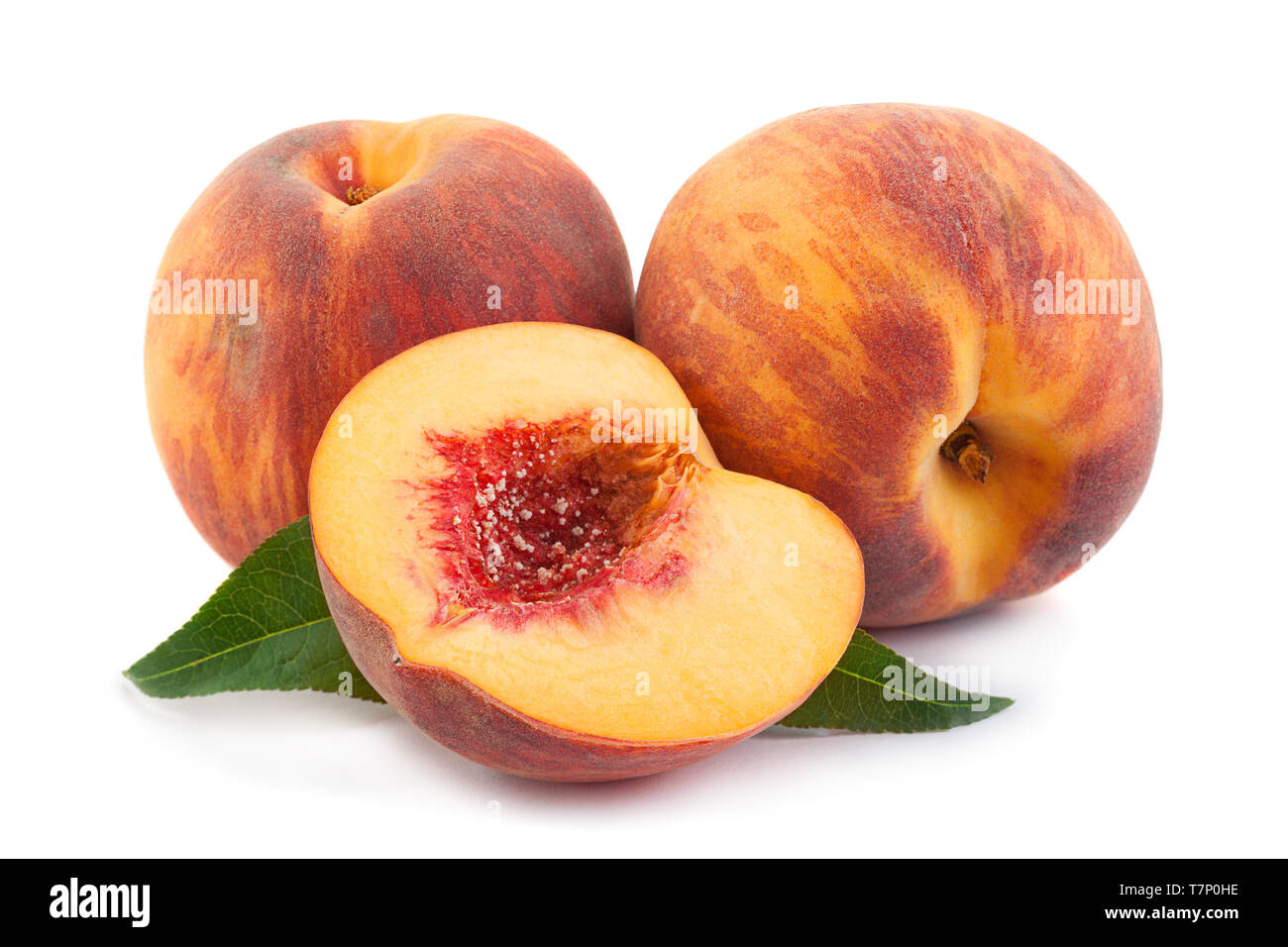 Peach fruit closeup isolated on white background Stock Photo - Alamy