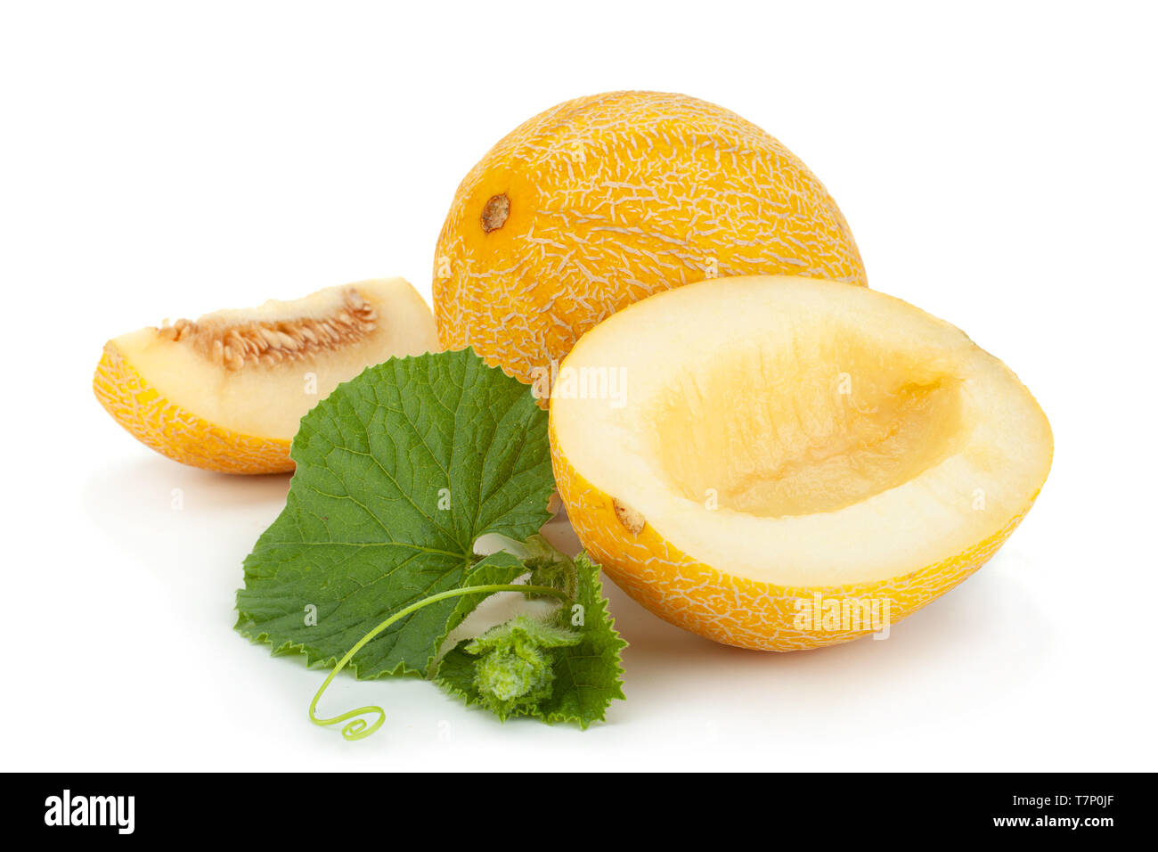 Melon sweet fruit closeup isolated on white background Stock Photo - Alamy