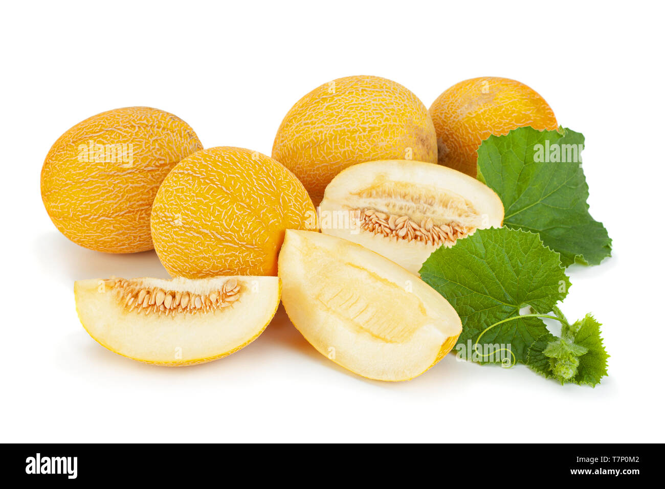 Melon sweet fruit closeup isolated on white background Stock Photo - Alamy