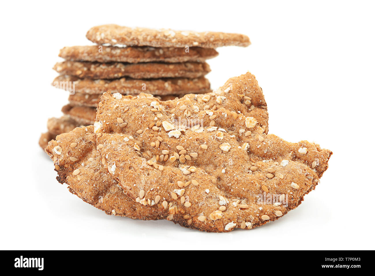 Whole grain rye crispbread isolated on white Stock Photo - Alamy