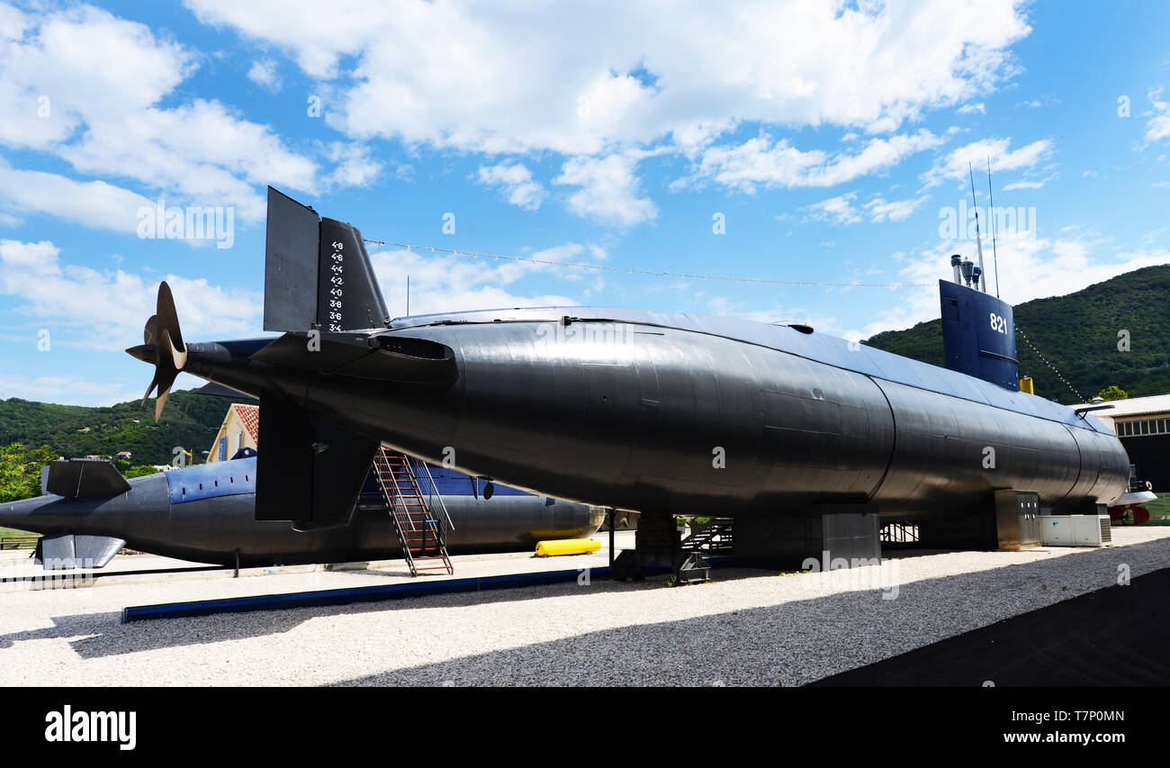 Old Yugoslav Submarines at the Maritime museum in Tivat, Montenegro ...