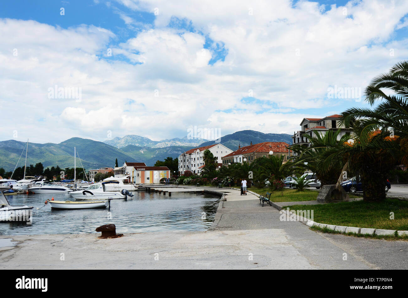 Waterfront promenade in Tivat, Montenegro Stock Photo - Alamy