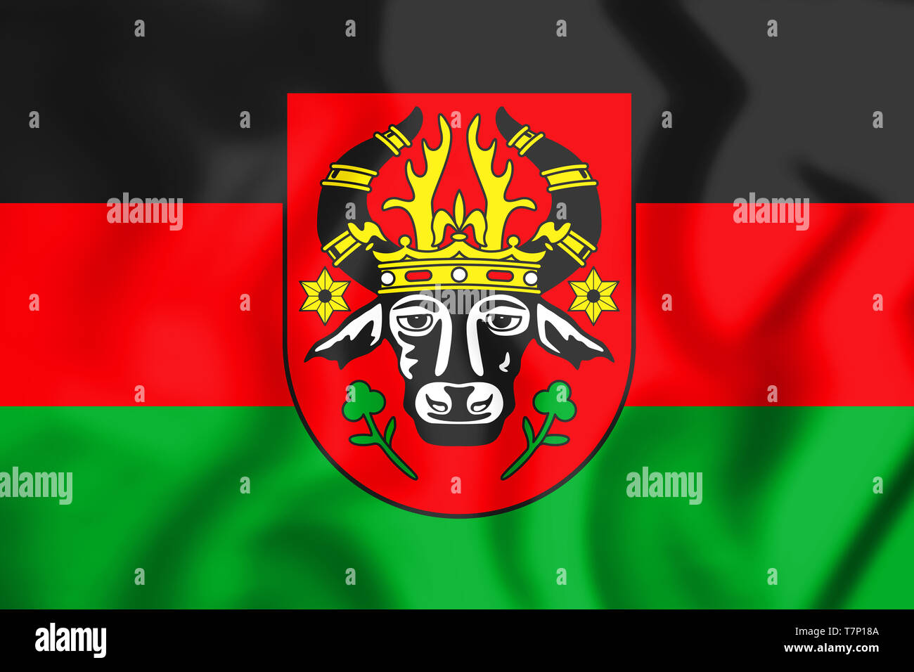 3D Flag of Parchim (Mecklenburg-Vorpommern), Germany. 3D Illustration ...