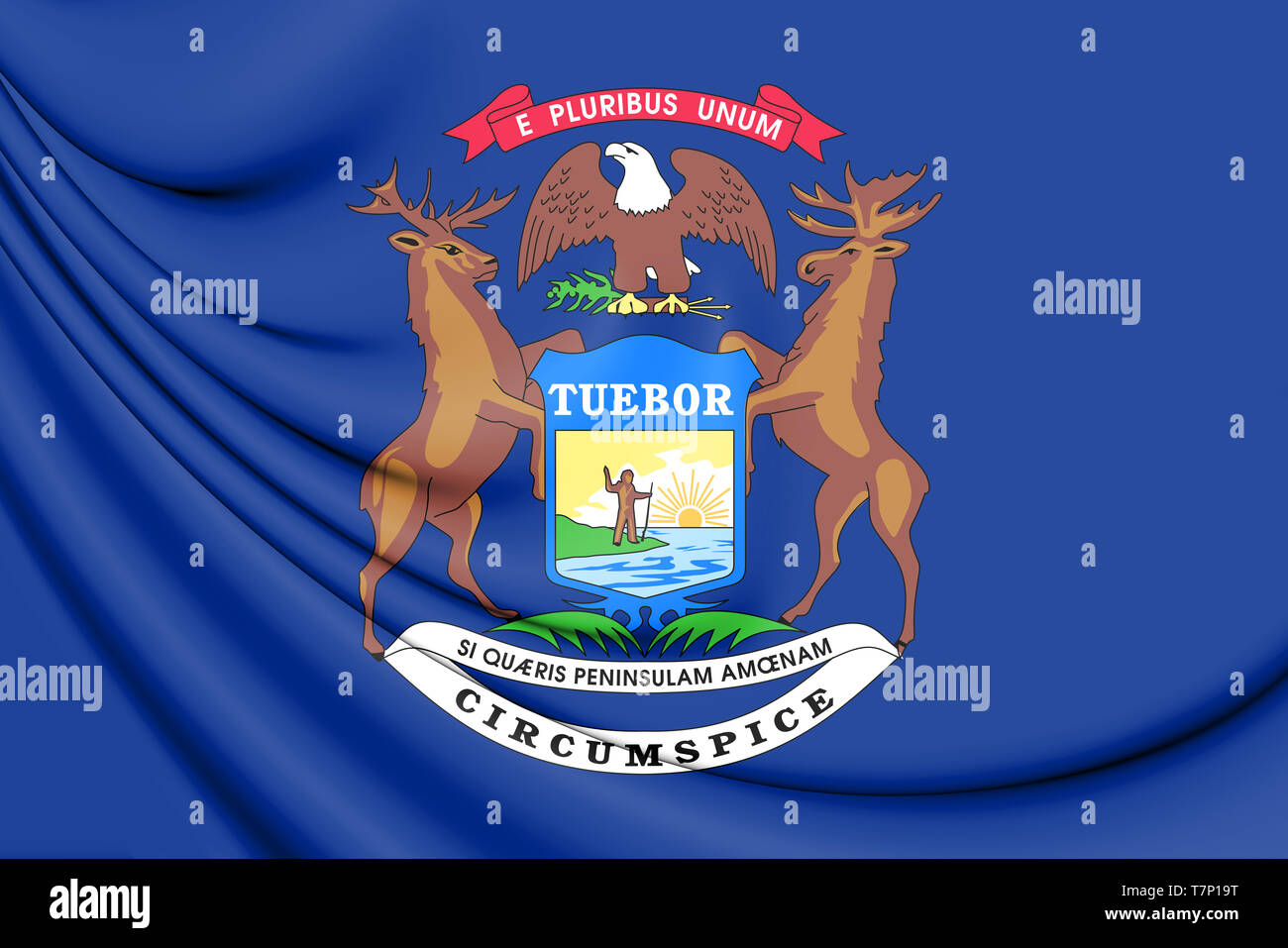 3D Flag of Michigan state, USA. 3D Illustration Stock Photo - Alamy