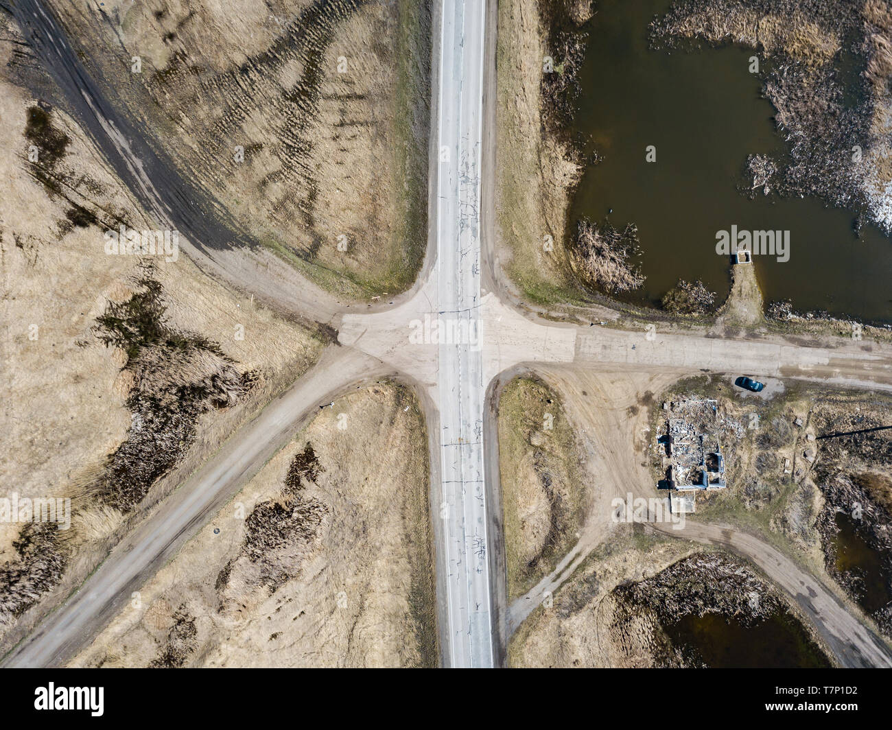 Aerial view car crossing desert hi-res stock photography and images - Alamy