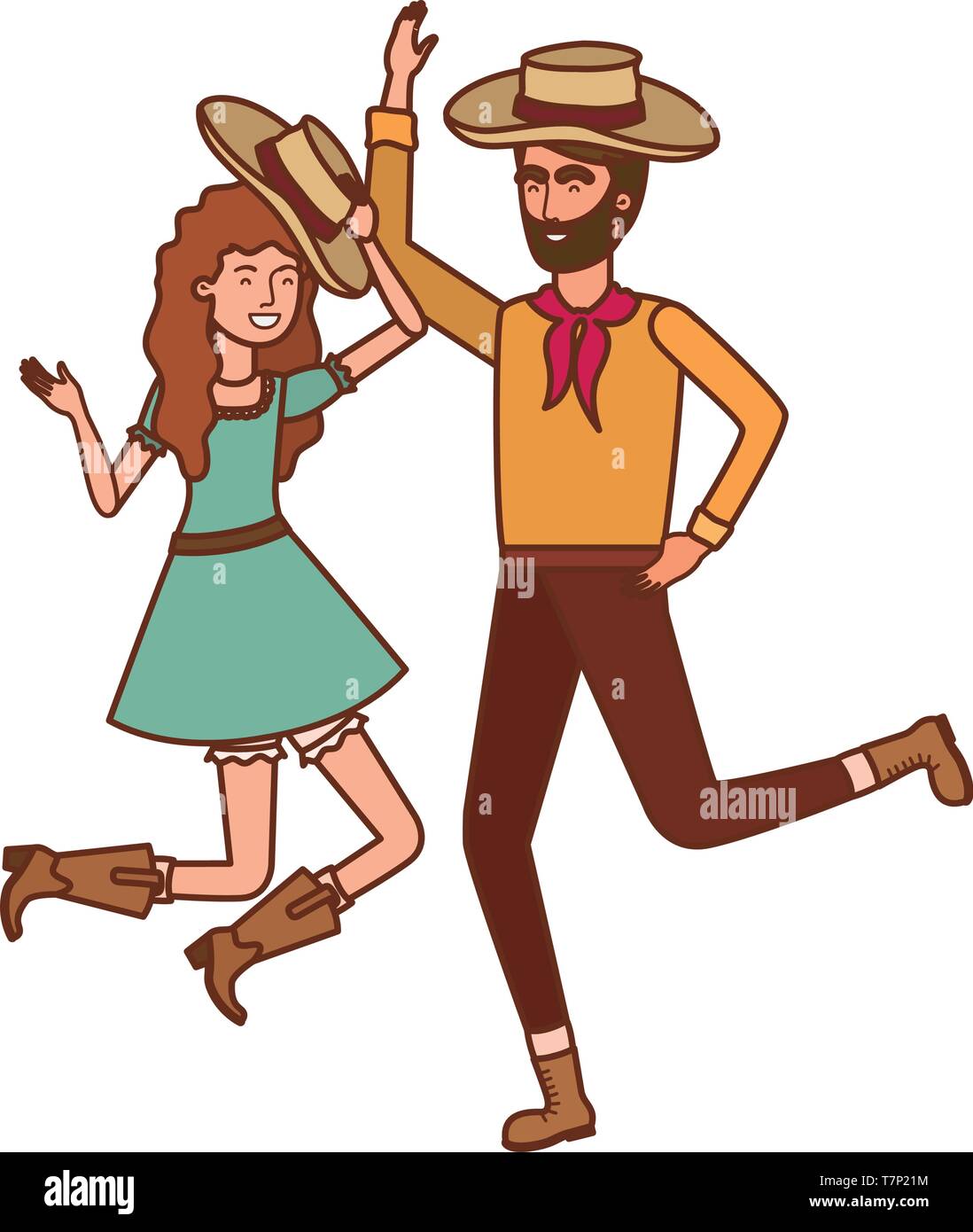farmers couple dancing with straw hat Stock Vector Image & Art - Alamy