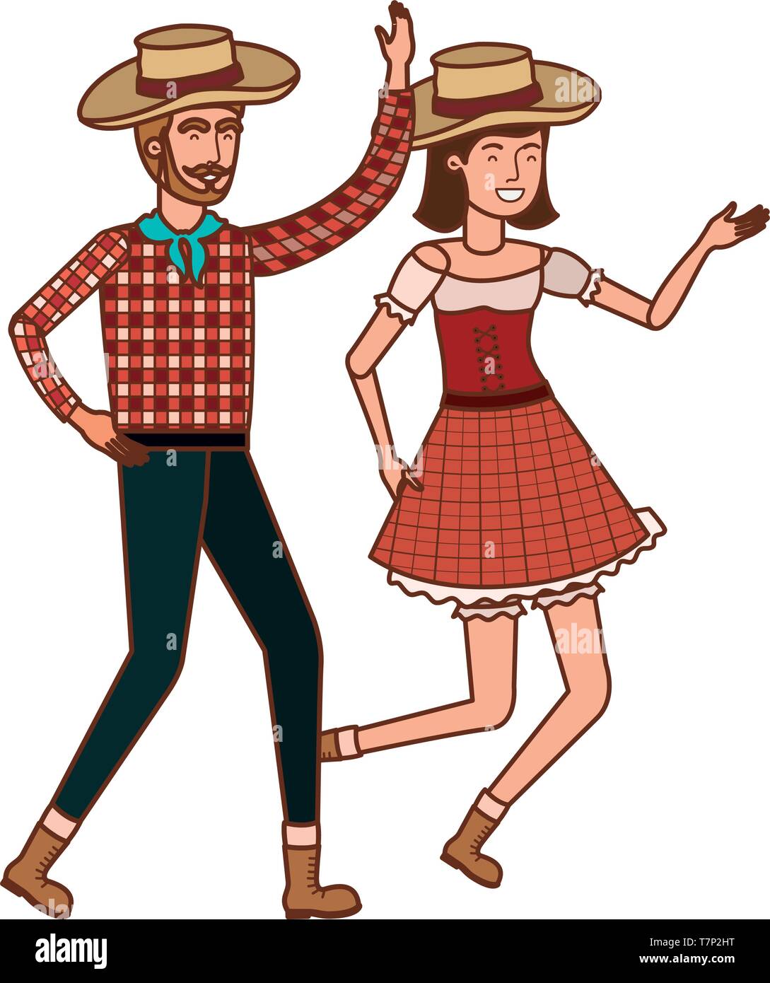 farmers couple dancing with straw hat Stock Vector Image & Art - Alamy