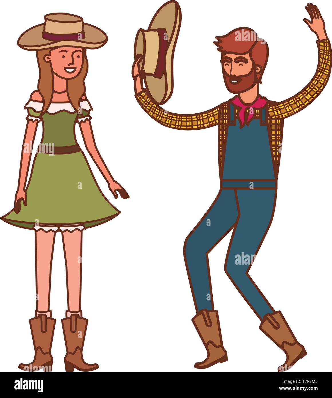farmers couple dancing with straw hat Stock Vector Image & Art - Alamy