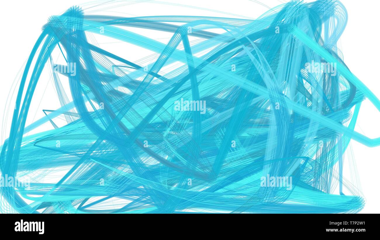 painted medium turquoise, light cyan and baby blue color chaos strokes ...