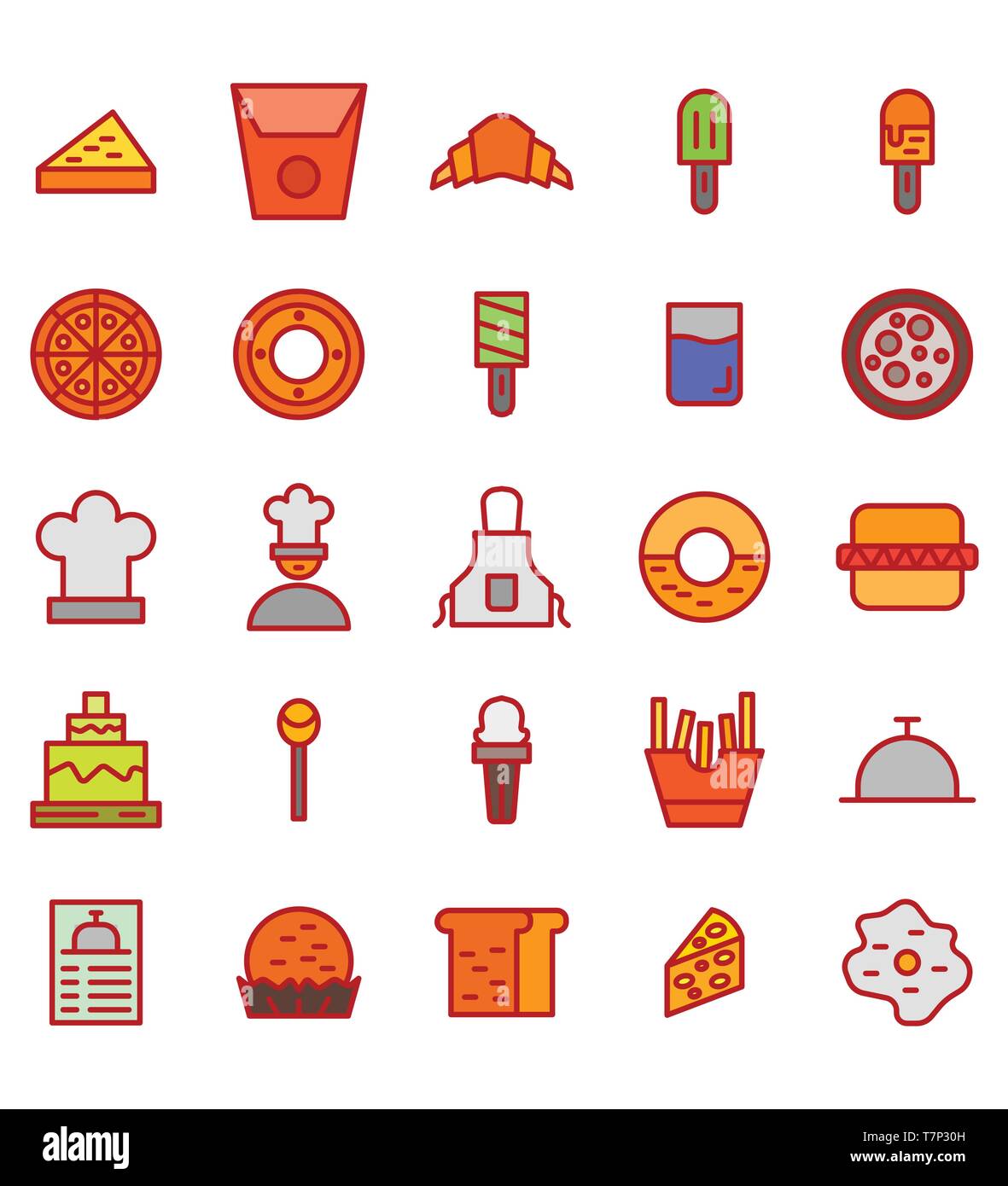 Set of Food Bakery Bread vector icon or illustration. Editable stroke ...
