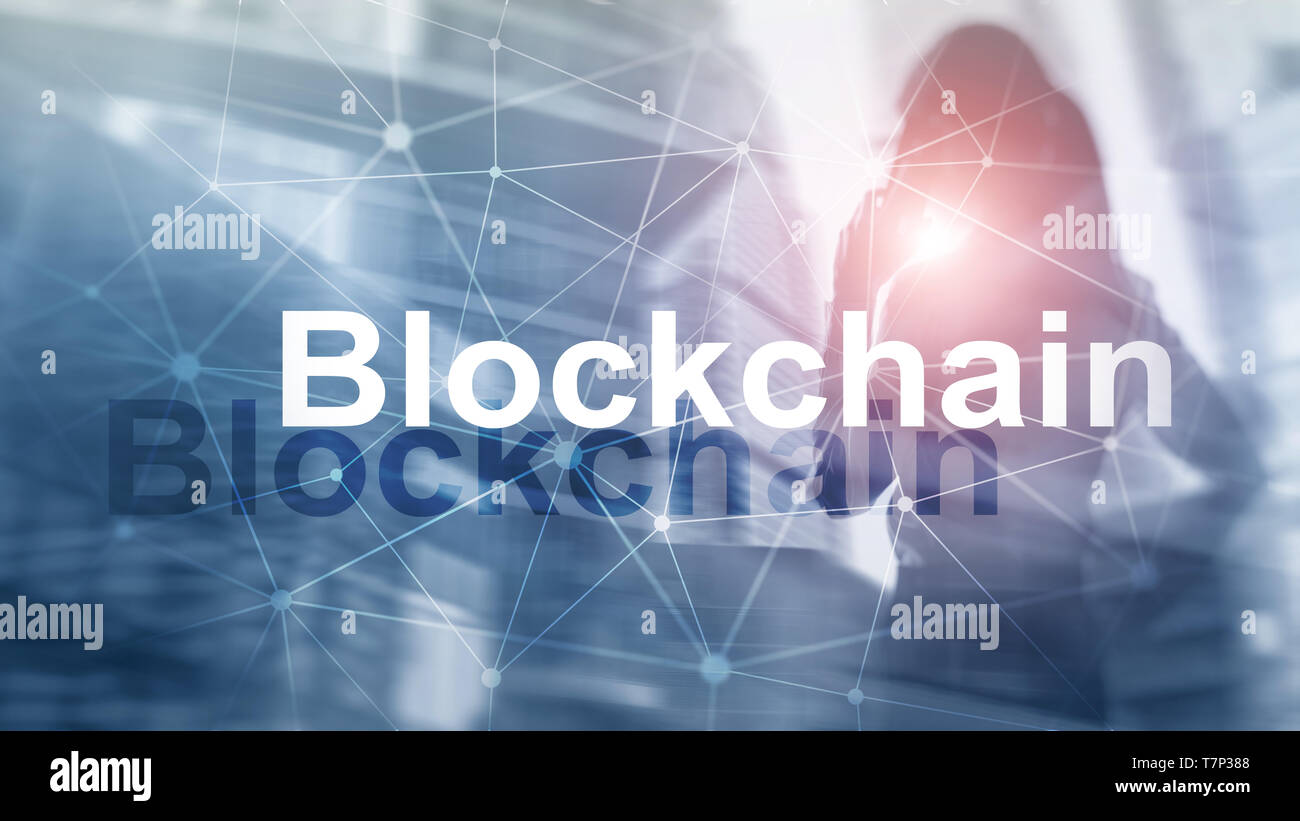 Blockchain technology Concept on server background. Data encryption ...