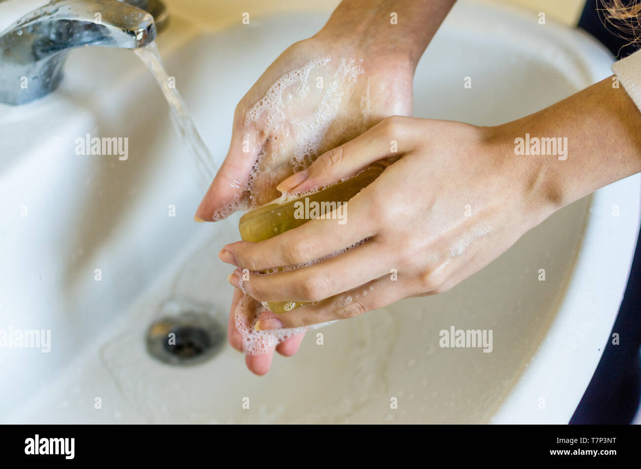 Woman Washing Hands Soap High Resolution Stock Photography and Images ...