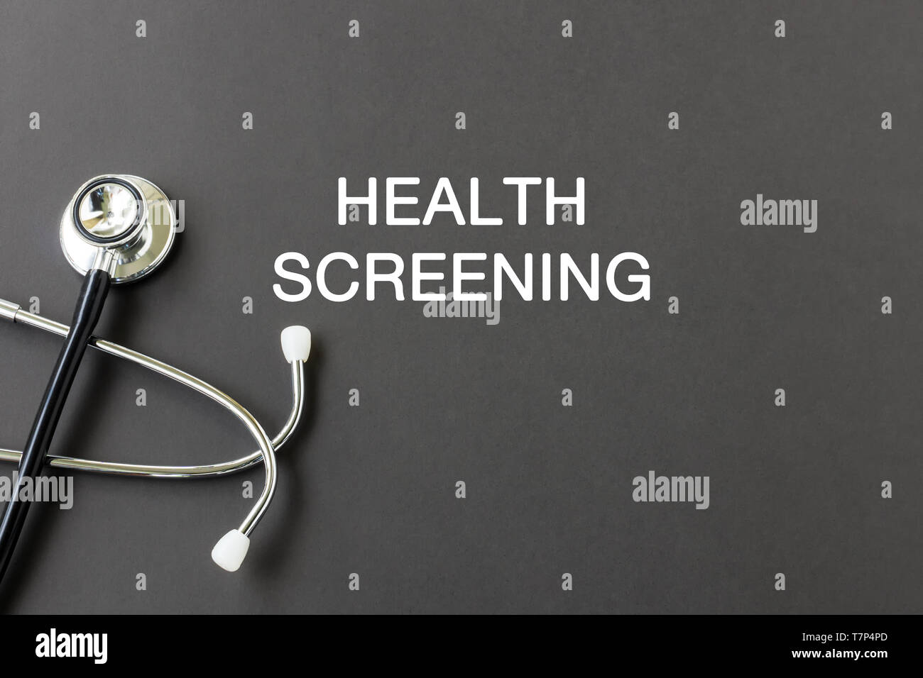 Health screening text with stethoscope , health and medical concept ...