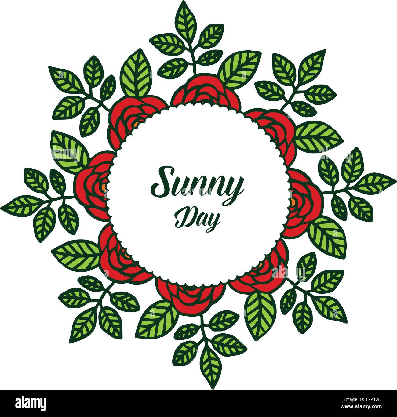 Vector illustration red flower frame for banner sunny day hand drawn ...