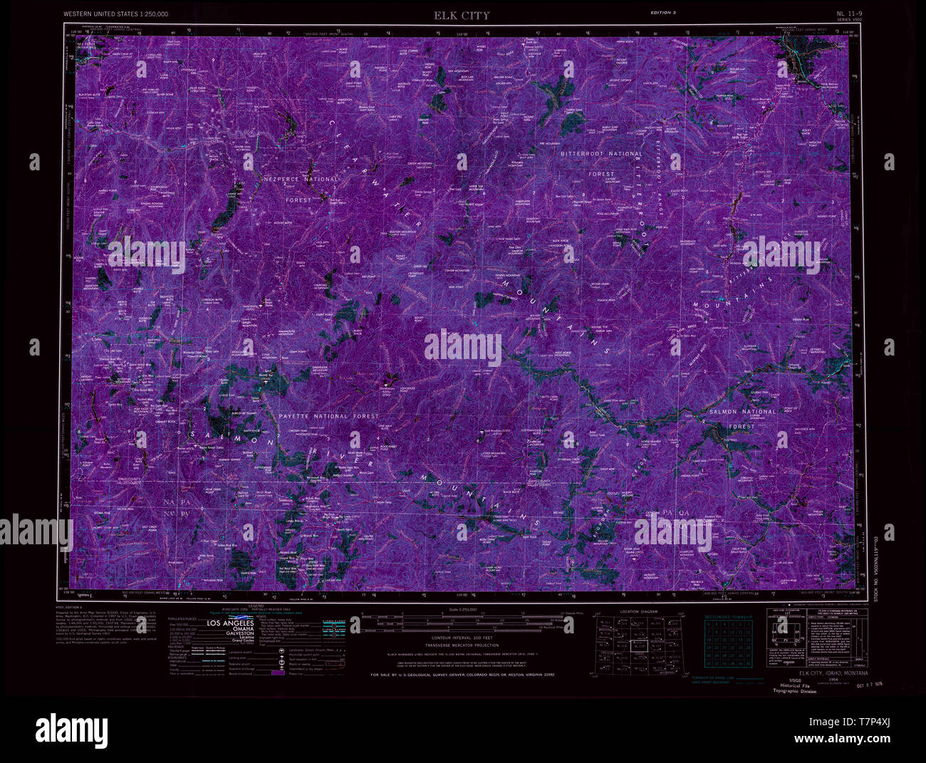 USGS TOPO Map Idaho ID Elk City 239634 1956 250000 Inverted Restoration ...