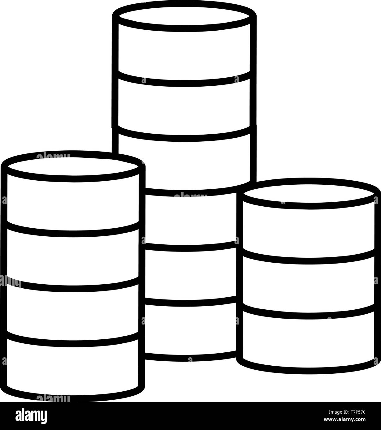 Coin Stack Icon. Black Stencil Design. Vector Illustration Stock Vector ...