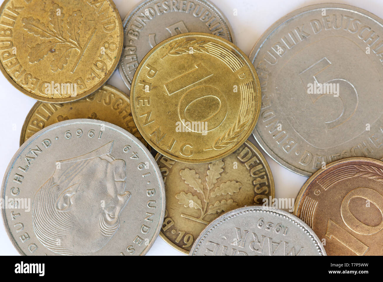 German coins of various values Stock Photo - Alamy