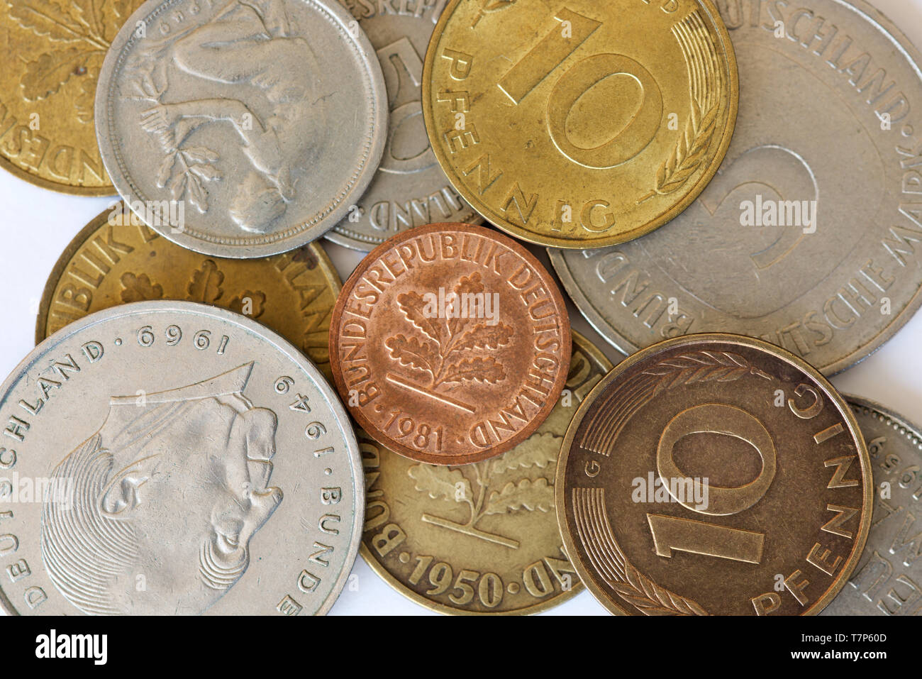 German coins of various values Stock Photo - Alamy