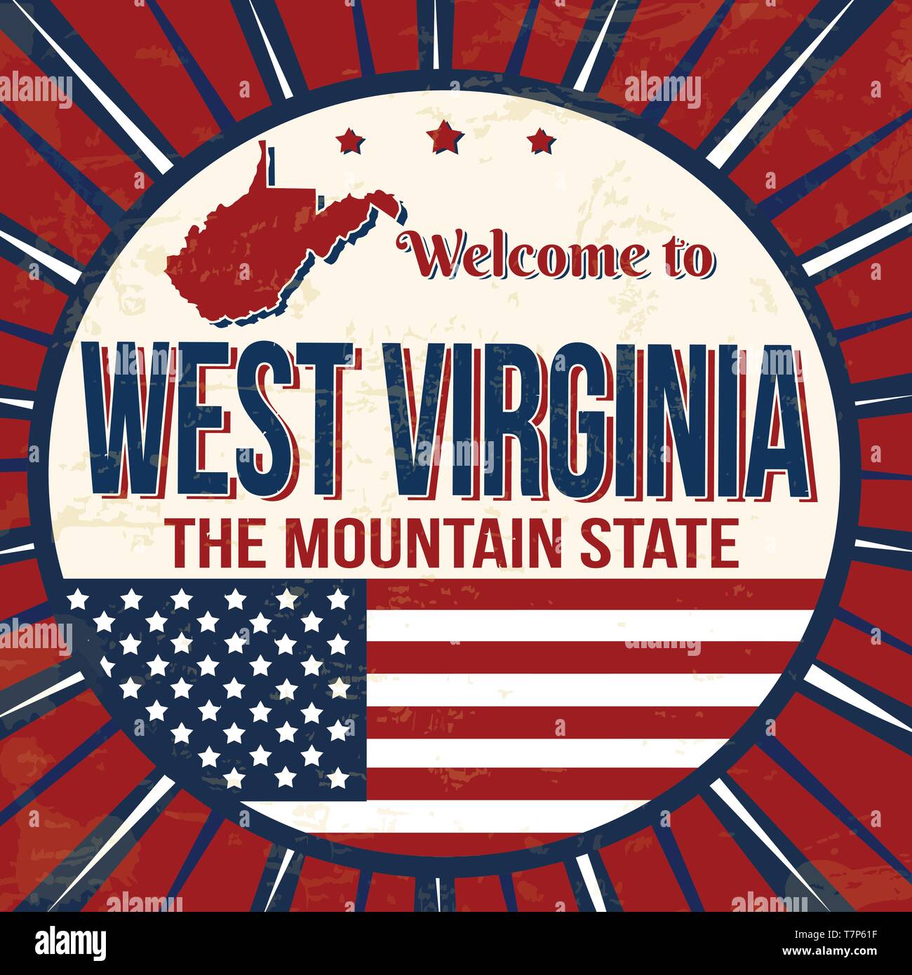Welcome to West Virginia vintage grunge poster, vector illustration ...