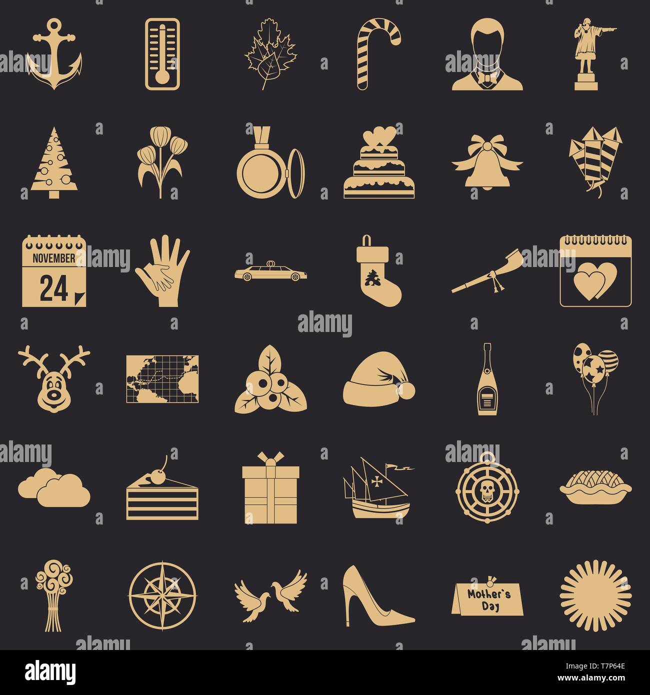 New year icons set, simle style Stock Vector Image & Art - Alamy