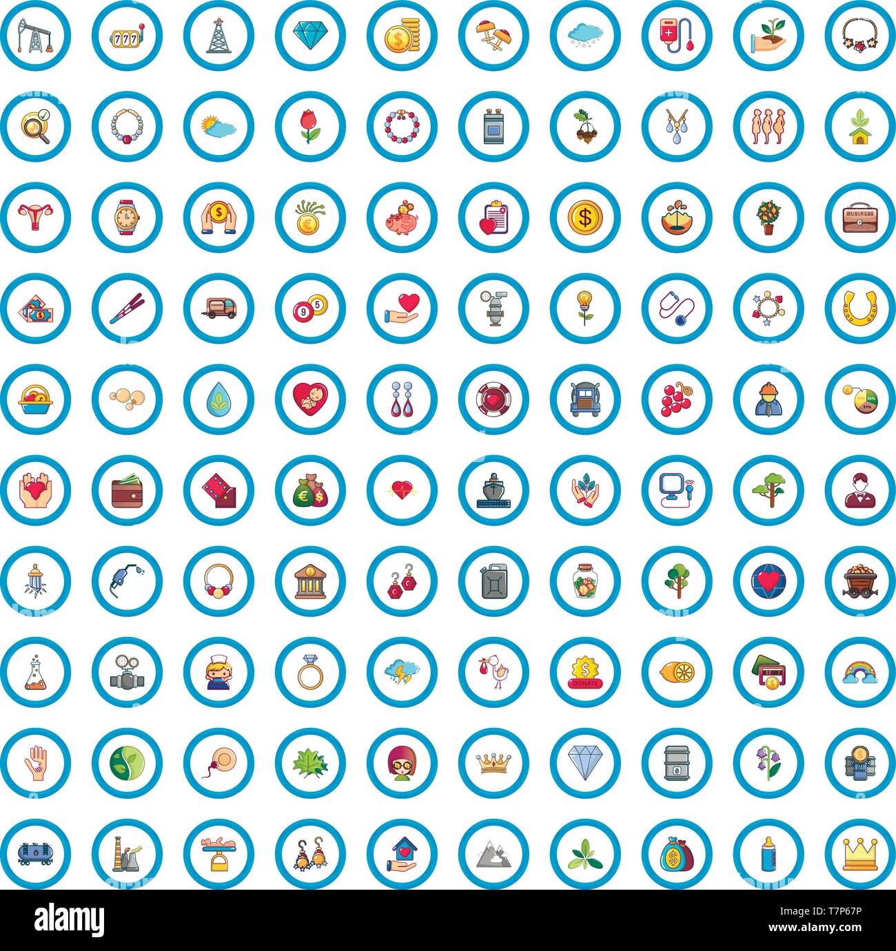 100 Wealth Icons Set Cartoon Style Stock Vector Image And Art Alamy