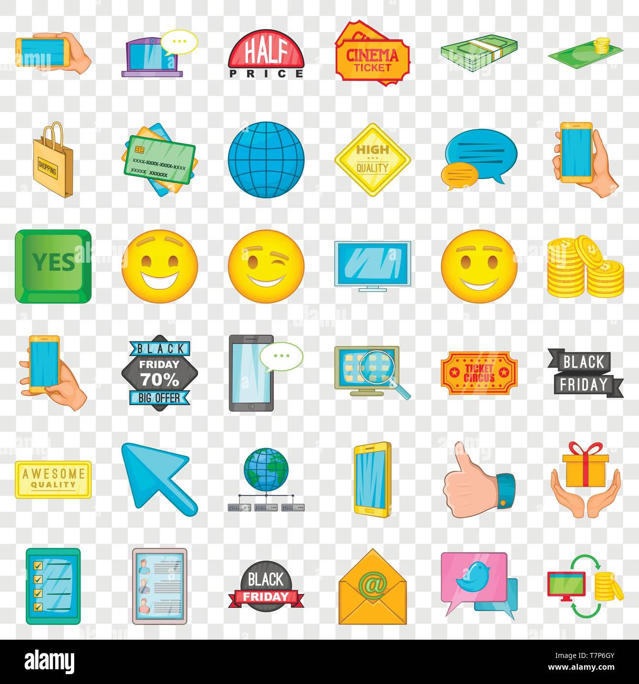 Buy in internet icons set, cartoon style Stock Vector Image & Art - Alamy