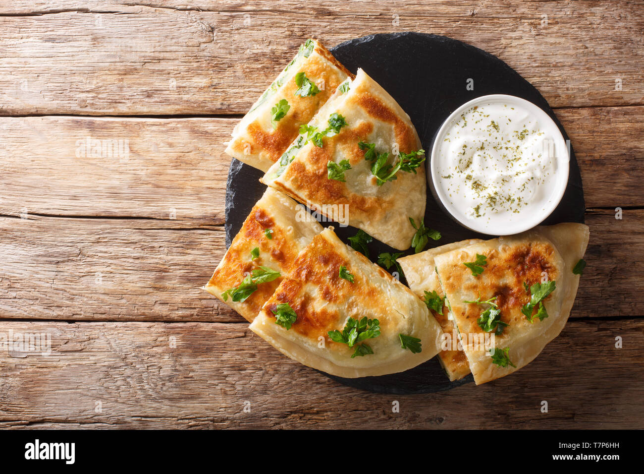 Bolani flat-bread from Afghanistan, baked or fried with a vegetable ...