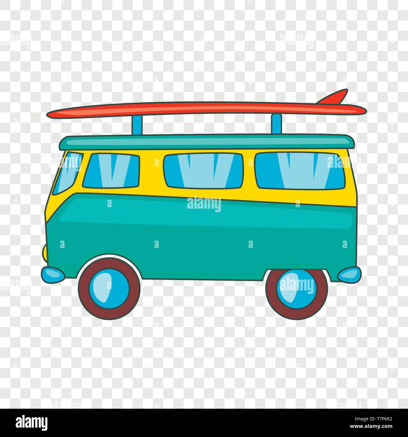 Bus with surfboard icon, cartoon style Stock Vector Image & Art - Alamy