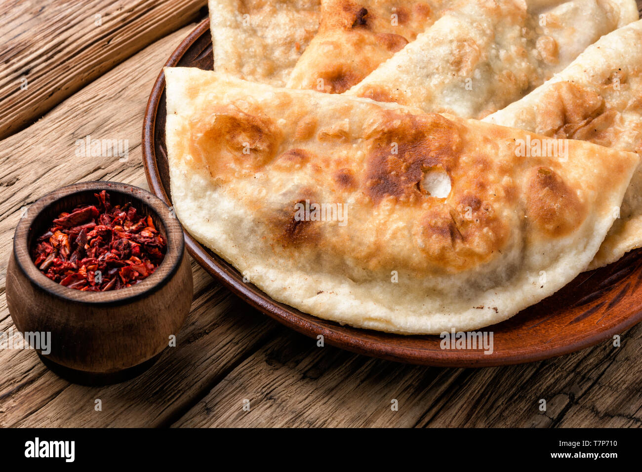 Cheburek, unleavened patty stuffed with minced meat.Cheburek, the ...