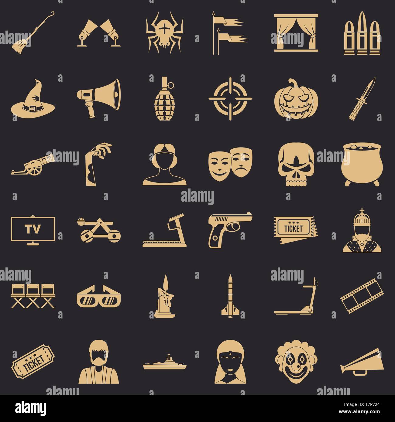 Film screen icons set, simle style Stock Vector Image & Art - Alamy